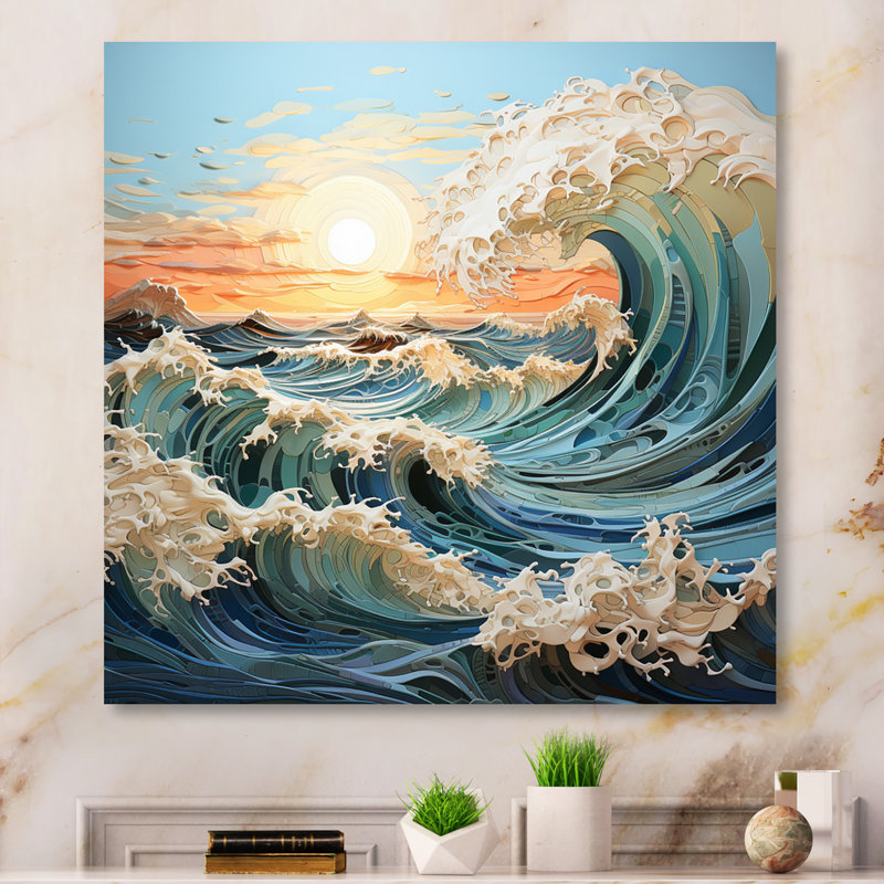 Kinetic Art Kinetic Waves II Nautical Beach Metal Wall Art 36 H x 36 W x 1 D